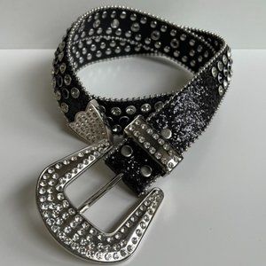 Accessories | Y2k 200s Style Rhinestone Crystal Grunge Black Punk Belt ...